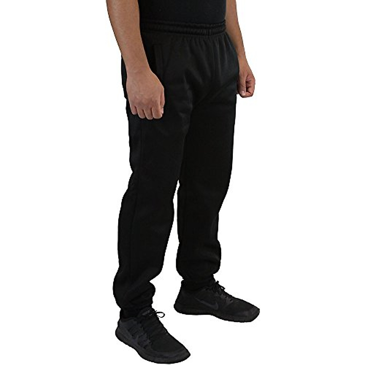 ToBeInStyle MenÆs Fleece Lined Basic Active Sweatpants with Cuffed Ankles - Black - M