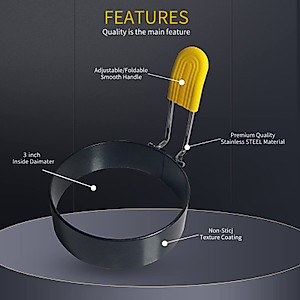 COOKSTYLE Eggs Rings, 4 Pack Stainless Steel Egg Cooking Rings, Pancake Mold for frying Eggs and Omelet, Egg Rings for Frying Eggs