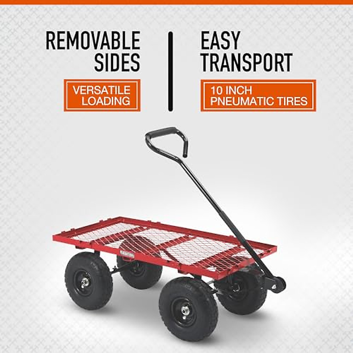 Ironton Steel Garden Cart - 400-Lb. Capacity, 38in.L x 18 1/2in.W x 21in.H