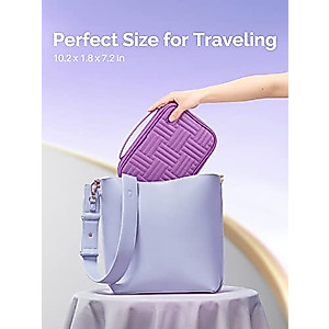 Luxtude Travel Jewelry Organizer Case PU Leather, Small Jewelry Storage Organizer Roll Bag for Women, Portable Large Capacity Jewelry Case for Necklaces, Earrings, Rings, Bracelets (Purple)