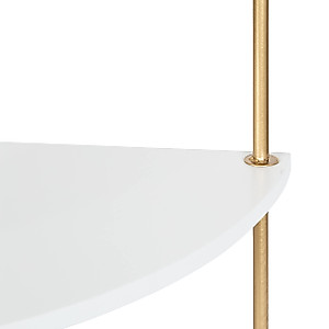 Kate and Laurel Walters Glam Wall Mounted Corner Shelf, 17 x 12 x 35, White and Gold, Decorative Three Tier Corner Wall Shelf for Storage and Display