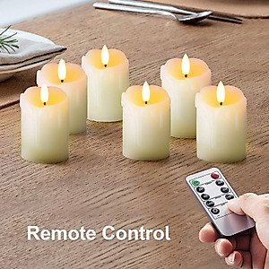 Homemory Flameless Votive Candles with Timer Remote,2" x 3" Real Wax, Realistic Black Wick Battery Operated Pillar Candles, 6 Pack for Wedding, Party and Holiday Decoration