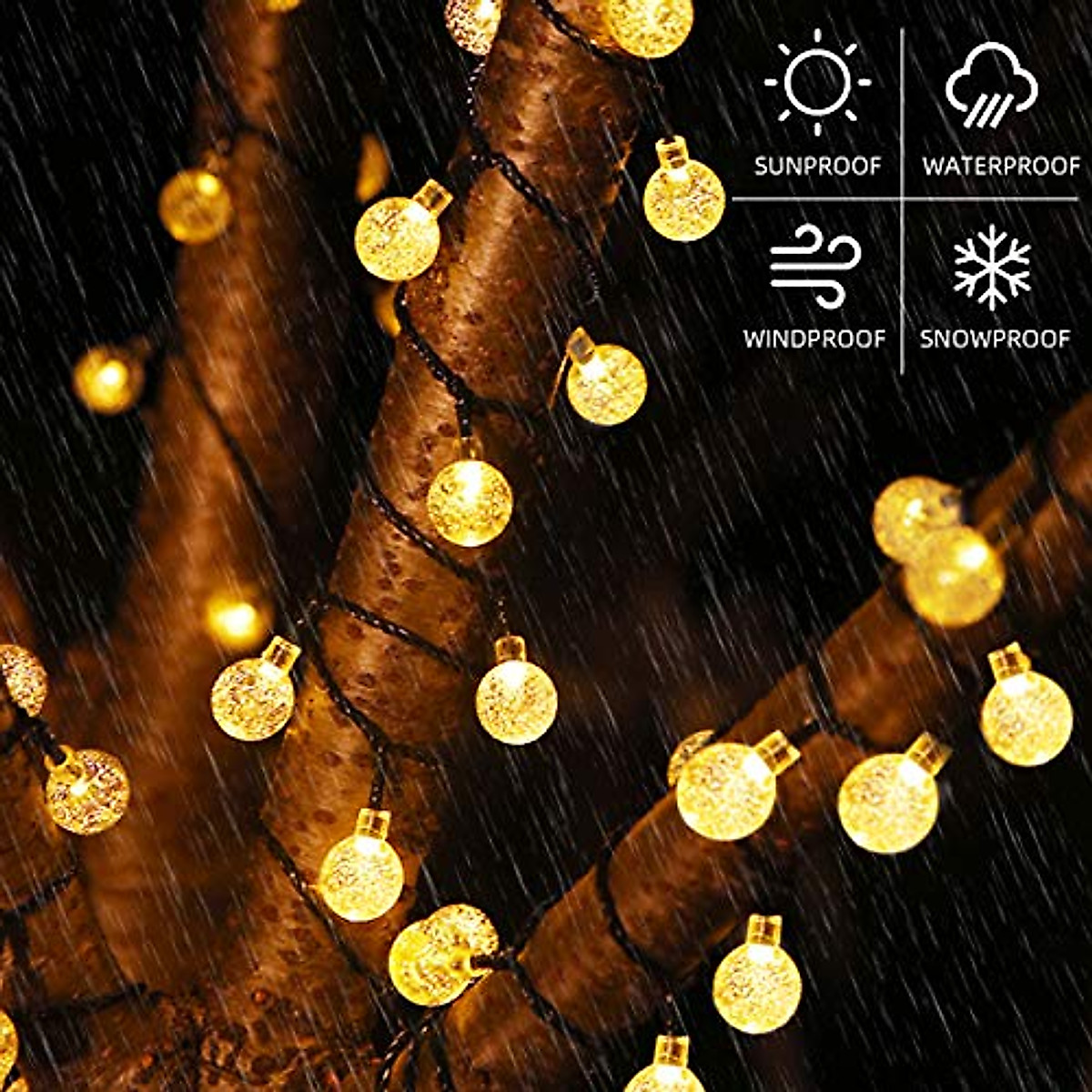 Metaku Solar Lights Outdoor String Lights 23ft 50 LED Fairy Lights Solar Powered 8 Modes Auto On/Off Christmas Lights Outdoor Waterproof Decorative Globe Lights for Patio Garden Gazebo Bistro Balcony