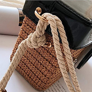 Womens Handbag Camera Purse Woven Handbag Straw Cross Body Bag Womens Shoulder Bags Womens Wallet Camera Shape Bag Mini Square Bag Straw Woven Bag Straw Bag Rattan Bag Beach Bag
