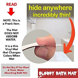 Bloody Bath Mat - The Original Color Changing Sheet That Turns Red When Wet – Funny Gag Gifts - Footprints Disappear Like Magic – Novelty Prank Gifts (40"x17")