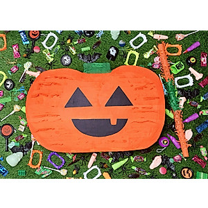Halloween Pumpkin Piñata with stick 17"x10" Perfect for Halloween Party Decorations, Photo Prop, October Birthday, Funny and Spooky - Fits candy/favors: by Get a piñata