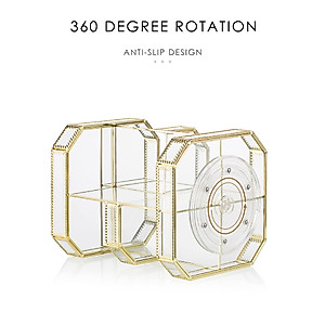 Senjie Makeup Organizer 360 Degree Rotating Countertop Cosmetics Storage Display for Lipsticks Perfumes Skincare Large Capacity,Gold