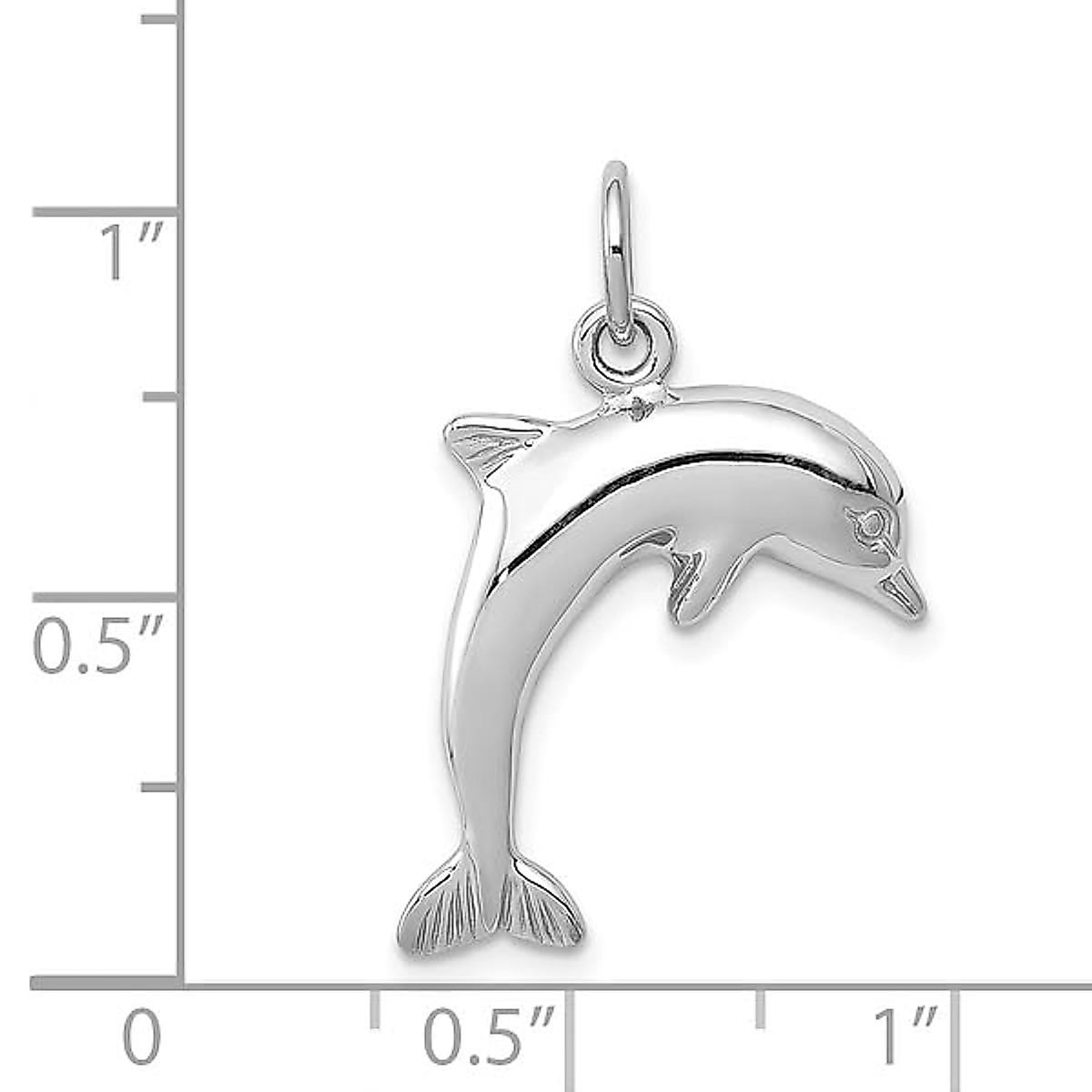 IceCarats 14K White Gold Sea Dolphin Necklace Ocean Fish Pendant Summer Beach Nautical Charm 27mm x 15mm Only