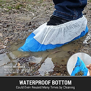 Heavy Duty Shoe Covers Disposable Non Slip Waterproof, 50 Pack, Double Layer Bottom, Extra Heavy Duty Durable Booties, One Size Fits Most