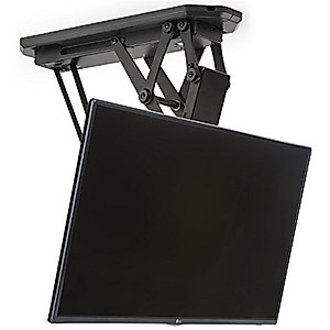 Displays2go Ceiling Mounted TV Bracket, Steel Build, Remote Control – Black Finish (LMCEMOT42)