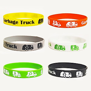 ATSMOICY 48 Garbage Truck Themed Party Silicone Wristband Bracelets - Rubbish truck Themed Baby Shower Birthday Waste Management Recycling Party Supplies Decorations Favors Rubber Bracelet