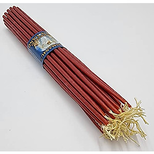 33 Natural 100% Beeswax Taper Candles 11 inch Tall Blessed Church Jerusalem Holy Land Candles (Red)