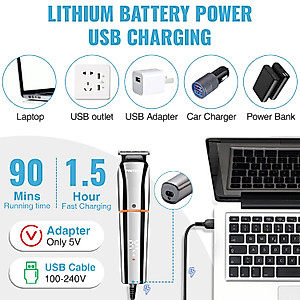 PRITECH Beard Trimmer,6 in 1 Kit Electric Hair Clipper,Cordless Nose Trimmer Mens Grooming Trimmer for Beard Head Face and Body Waterproof IPX6 USB Rechargeable LED Power Display