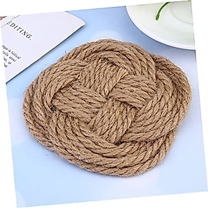 VOSAREA Table Coasters for Drinks Placemats Round Coasters for Drinks Absorbent Simple Cup Mat Cotton Placemat Cotton Rope Cup Coasters Cotton Cup Mat Cup Mat Handmade Home Placemat Jute