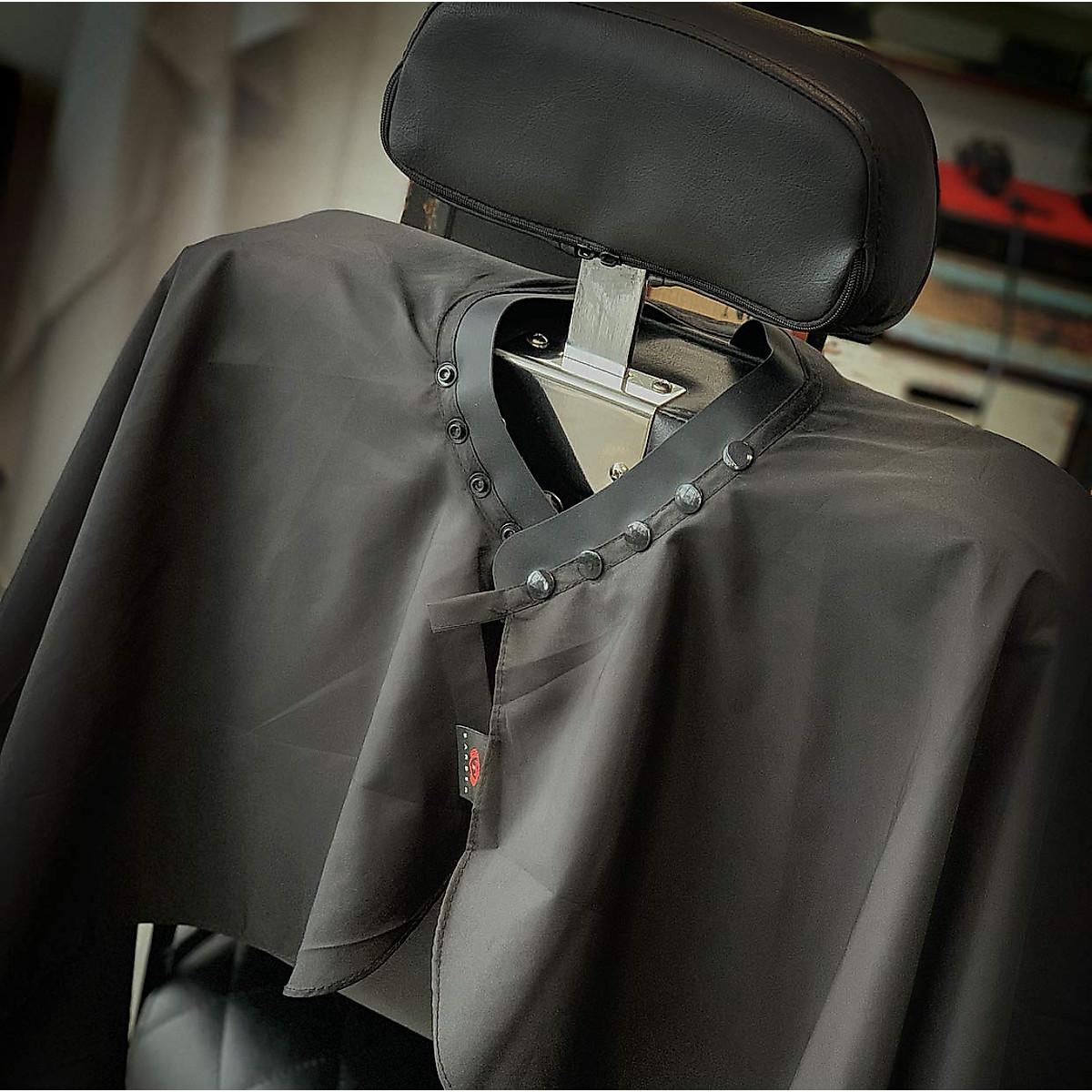 TRU BARBER Silicone neck cape, Professional Cape with Snap Closure Hair Salon Cutting Cape, Barber Cape, Barbershop cape, 50" x 58” (Blak/Red)