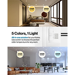 Sunco 24 Pack 4 Inch LED Can Lights Retrofit Recessed Lighting, Selectable 2700K/3000K/3500K/4000K/5000K Dimmable, Baffle Trim, 11W=40W, 660 LM, Replacement Conversion Kit, UL