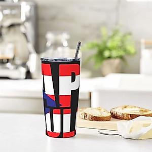 VKKOEWL Puerto Rico Flag Stainless Steel Insulated Tumbler 20 Oz Travel Water Bottle Coffee Mug Drink Cup With Lid Straw