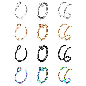 Mayhoop Fake Nose Ring Faux Nose Ring Fake Nose Ring Hoop Fake Nose Ring Stud Fake Nose Piercing for Women Men