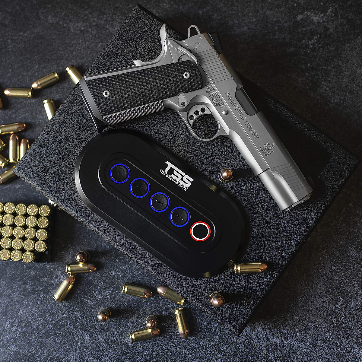 Gun Safe Box Lock Biometric Pistol Vault Firearm Security Key Pad Manual Locks [California DOJ Certified]