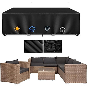 AZKDCL Outdoor Furniture Covers Waterproof Table Rectangle 130L x 102W x 28H inches Patio Furniture Cover Waterproof Outdoor Sectional Sofa Set Covers, 600D Heavy Duty Outdoor Patio Furniture Covers