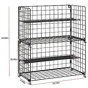 Mug Rack Cup Holder Rack - 4 Tier Stackable Water Bottle Holder Storage for Cabinet Countertop Cupboard Pantry Organization Shelf & Coffee Cup Holder Wall Mounted, Metal Black