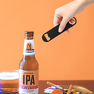 Ohiyoo 24 Pack Flat Beer Bottle Opener 5 inch Heavy Duty Stainless Steel Flat Bottle Opener Metal Beer Bottle Openers Black Beer Openers for Bartender Kitchen Bar or Restaurant (Black, 5 inch)