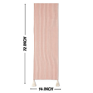 Folkulture Table Runner 72 Inches Long with Tassels for Dining Table Decor, 100% Cotton Farmhouse Style Table Runner, Boho Runner for Home Décor, Coffee Table Runner (Russet Orange)