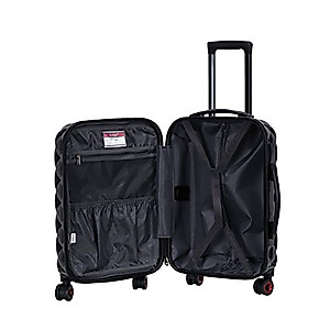 Rockland Quilt Hardside Expandable Spinner Wheel Luggage, Black, 3-Piece Set (20/24/28)
