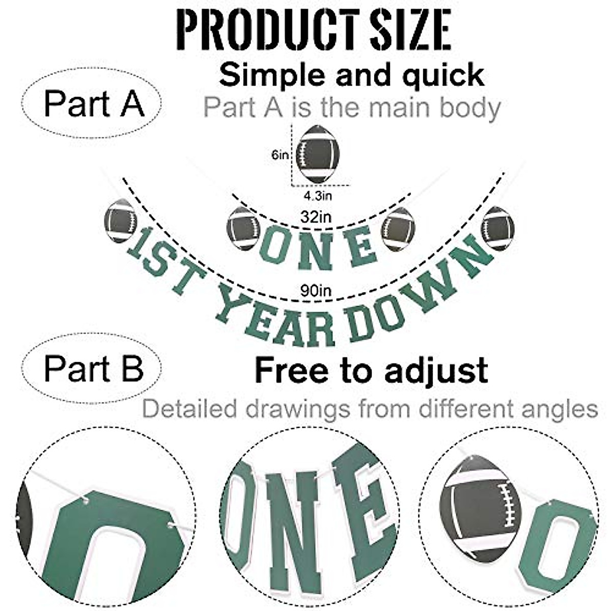 Football Birthday 1st Year Down Banner - Below First Grade, Football Theme Banner, First Birthday Party Decorations, Super Bowl Birthday Sports Party, Personalized Super Bowl Decoration.