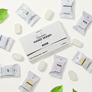 MaisoNovo Foaming Soap Dispenser with Concrete Tray - Hand Soap Refills for Foaming Dispenser - Clear Foaming Dispensers w.Tray 14 oz - 4 Mix Tablets