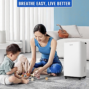 WANAI 30 Pints Dehumidifier for Basements with Drain Hose, 2500 Sq.Ft Dehumidifiers Auto Drain or Manual Drainage, Small Dehumidifier for Home Bedroom Bathroom with 2.2L Water Tank, 3 Modes, 24Timer