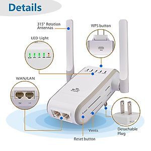 DHMXDC Wireless-N 300Mbps WiFi Range Extender Wireless Router/Repeater/AP/WPS Mini Dual External Antennas Wireless Booster Signal Wireless Access Point