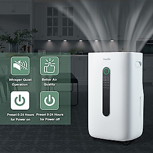 Sapodilla Dehumidifier for Basement, 50 Pints Dehumidifier for 3000 Sq.Ft, 1.72 Gallon Water Tank with Drain Hose, Auto or Manual, Portable Home Dehumidifier for Large Room Bedroom Bathroom Laundry