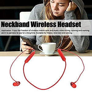 Dilwe Neckband Headphones, Bluetooth Headset Neck Mounted Wireless Headset Neckband Sports Headset Noise Reduction Earplugs with Microphone(red)
