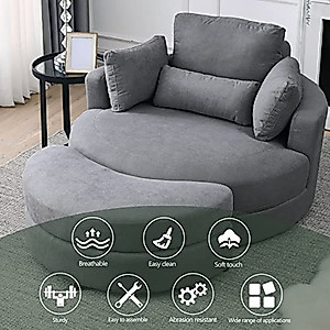 Swivel Accent Barrel Chair with Storage Ottoman,Comfy Teddy Upholstered 360° Recliner Sofa Club Chaise Leisure Round Lounge Armchair Singel Lazy Sofá Arm Chairs and Footrest Set for Living Room/Hotel