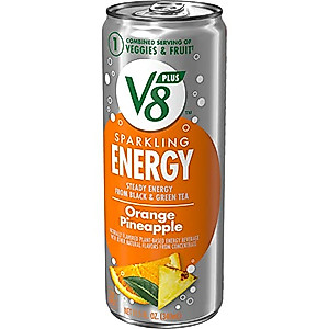V8 +SPARKLING ENERGY Orange Pineapple Energy Drink, Made with Real Vegetable and Fruit Juices, 11.5 FL OZ Can (Pack of 12)