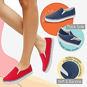 Low-Top Slip Ons Women's Fashion Sneakers Casual Canvas Sneakers for Women Comfortable Flats Breathable Padded Insole Slip on Sneakers Women Low Slip on Shoes (White, Numeric_8)