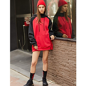 DUOFIER Men Pullover Fleece Hoodie Top Lightweight Long-Sleeve Hooded Sweatshirt, Red-L