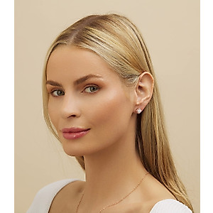 Barzel 18K Rose Gold Plated Created Opal Stud Earrings for Women (Rose Gold)