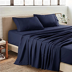 Premium Full Size Bed Sheets Set - 4 Piece Microfiber Full Size Sheets for Full Bed – Breathable Cooling Sheets with Deep Pockets - Wrinkle, Fade & Stain Resistance (Full, Navy)