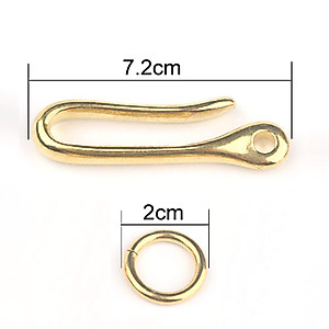 lasenersm 1 Pieces Brass Belt Keyring U Hook FOB Belt Clip Loop Pocket Clip with Ring Brass U Hook Wallet Clip for Key Chain Wallet Chain Size L