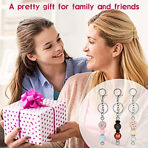 Sasylvia 30 Sets Beadable Keychain Kits Beaded Keychain Bars Resealable Pouch Bag Thank You Cards for DIY Crafts Jewelry Making