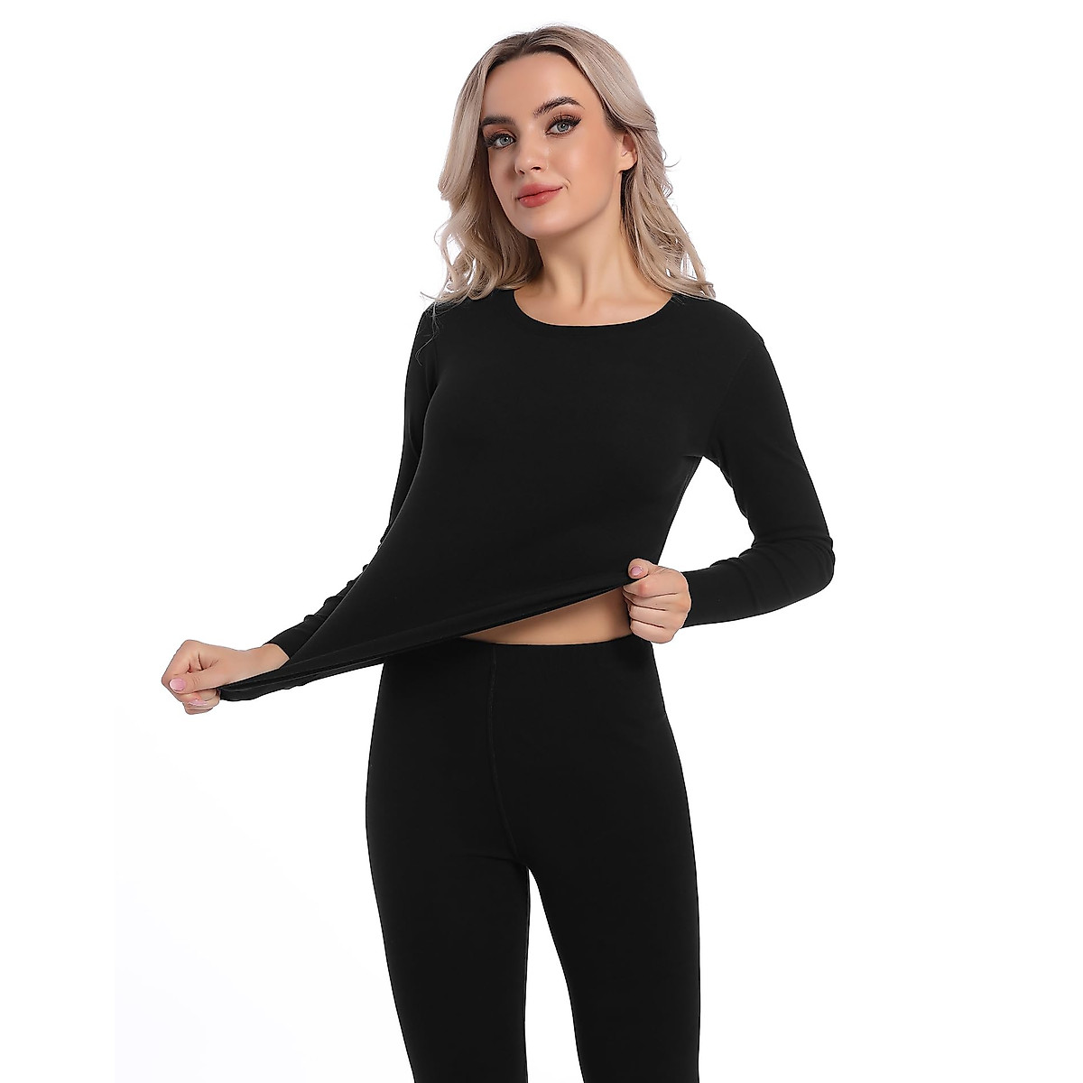 INNERSY Women's Thermal Underwear Set Ultra-Soft Long Johns Base Layer for Cold Weather(Black(Standard Warm),X-Small)