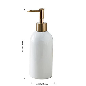 Gold Refillable Dish Soap Dispenser for Kitchen Sink,Hand Soap Dispenser Bottle for Bathroom Countertop Sink, White Simple Modern Lotion Pump Bottle (420ml) for Laundry Dishwashing Soap Cream Liquid