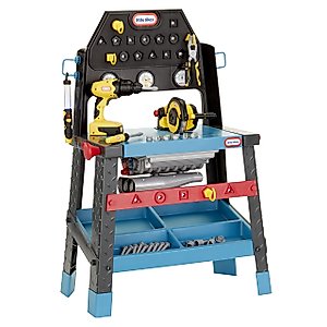 Little Tikes 2-in-1 Buildin' to Learn Motor/Wood Shop Auto and Wood Workshop with 50+ Realistic Accessories Kids 3+