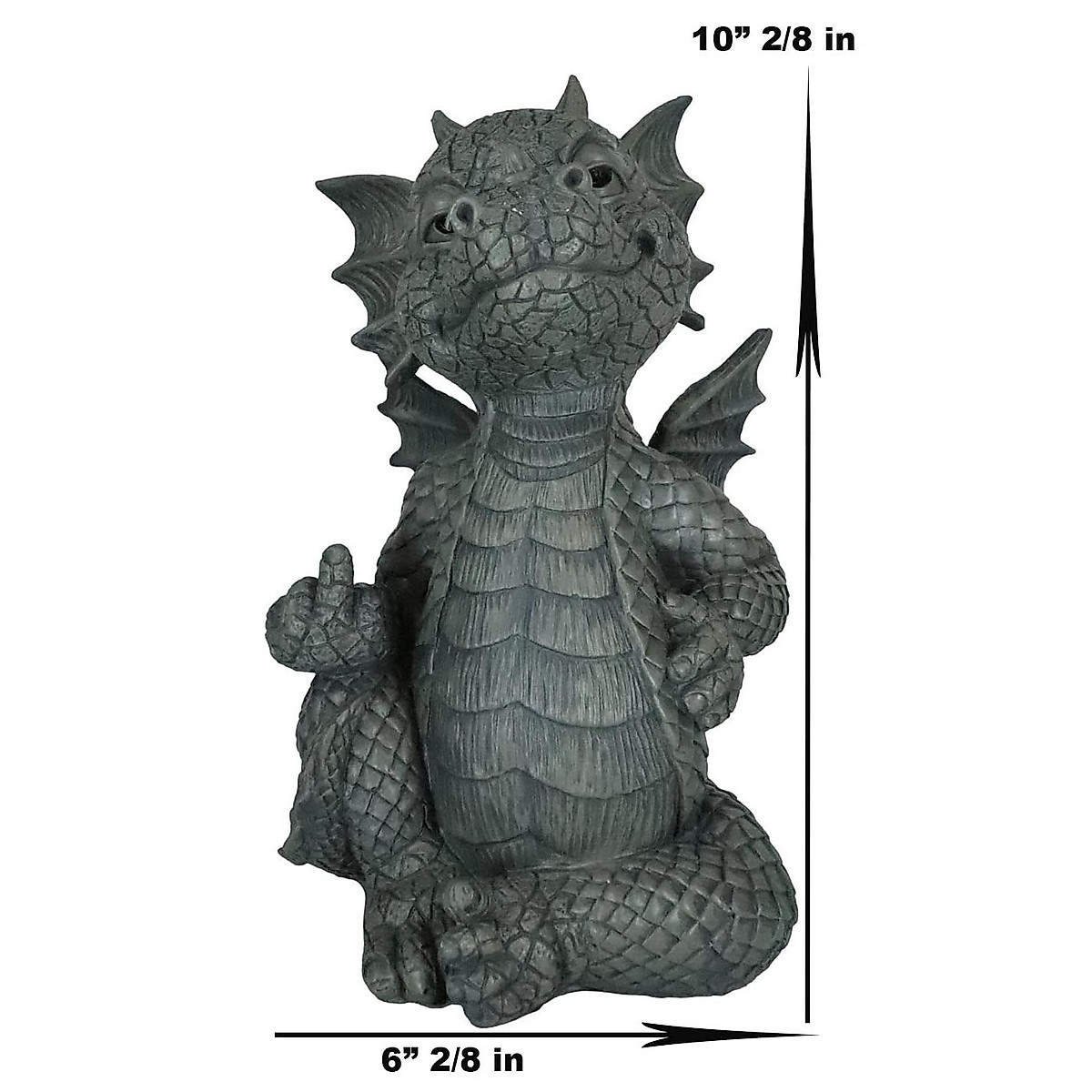 Ebros Keep Off Flip The Bird Rude Baby Dragon Sitting Statue 10" H Fairy Garden Faux Stone Resin Finish Guest Greeter Figurine