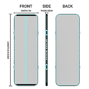 BEYOND MARINA Air Gymnastics Tumble Track 4/8 inches Thickness Inflatable Tumbling 10ft/13ft/16ft/20ft Air Mats for Home Use Training/Cheerleading/Yoga with Electric Pump, 13'x3.3'x4'', Carbon-mint
