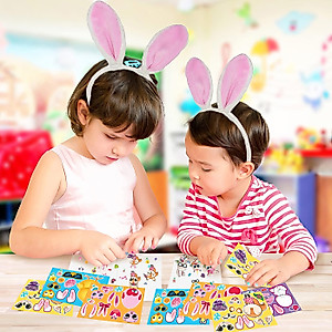 Artcreativity Easter Make Your Own Stickers, Bulk Easter Stickers for Kids (96 Sticker Sheets) with 6 Designs, Easter Basket Stuffers, Easter Egg Stickers and Bunny Stickers, Easter Crafts for Kids