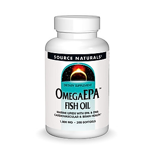 Source Naturals OmegaEPA Fish Oil - Marine Lipids with EPA & DHA Supports Cardiovascular & Brain Health - 200 Softgels