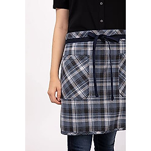 Chef Works Unisex Olympia Half Bistro Apron, Navy, One Size